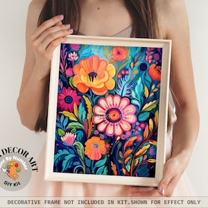 Floral PAINT by NUMBER Kit for Adults abstract Flowers Paint Kit Easy ...