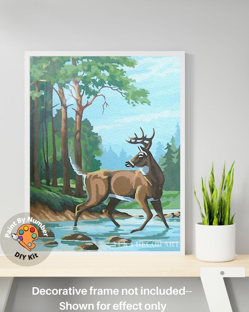 Forest Deer PAINT by NUMBER Kit Adult Mountain Forest - Etsy