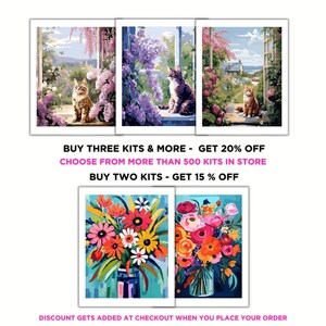 PAINT by NUMBERS Kit Adults Cat in the Flower Garden Easy Beginners ...