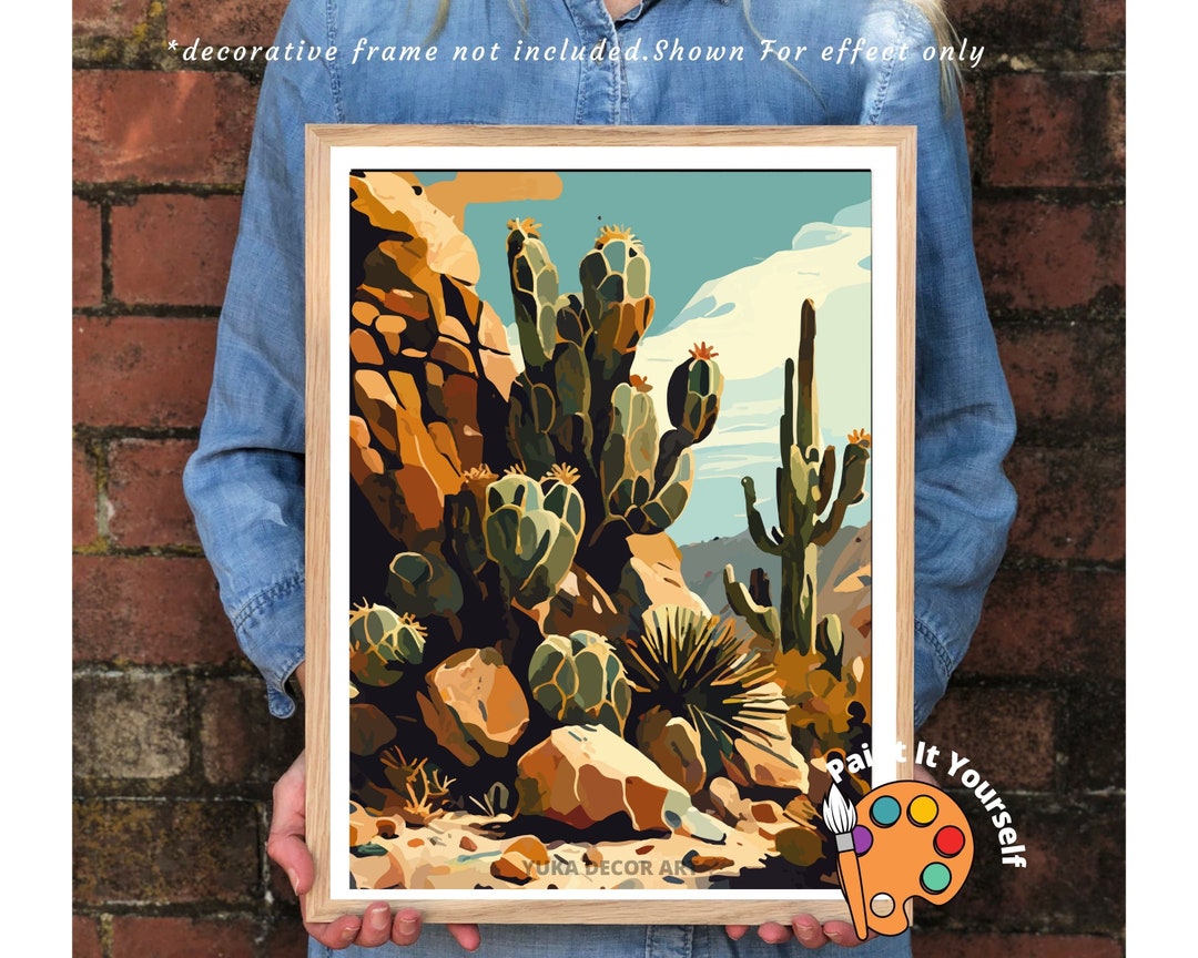 Cactus PAINT by NUMBER Kit Adult Desert Cactus Rocky Southwest ...