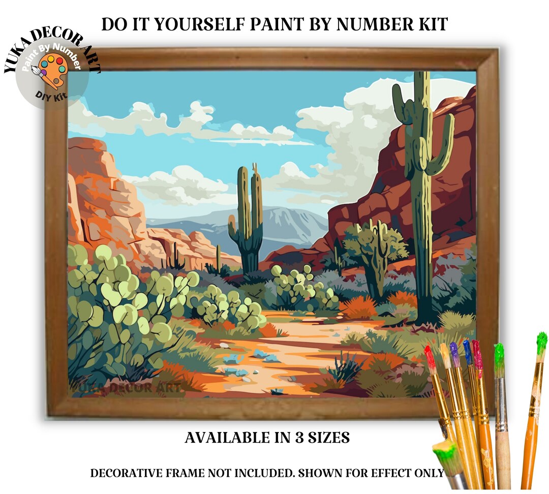 Cactus PAINT by NUMBER Kit Adult Desert Midwest Landscape Painting Easy ...