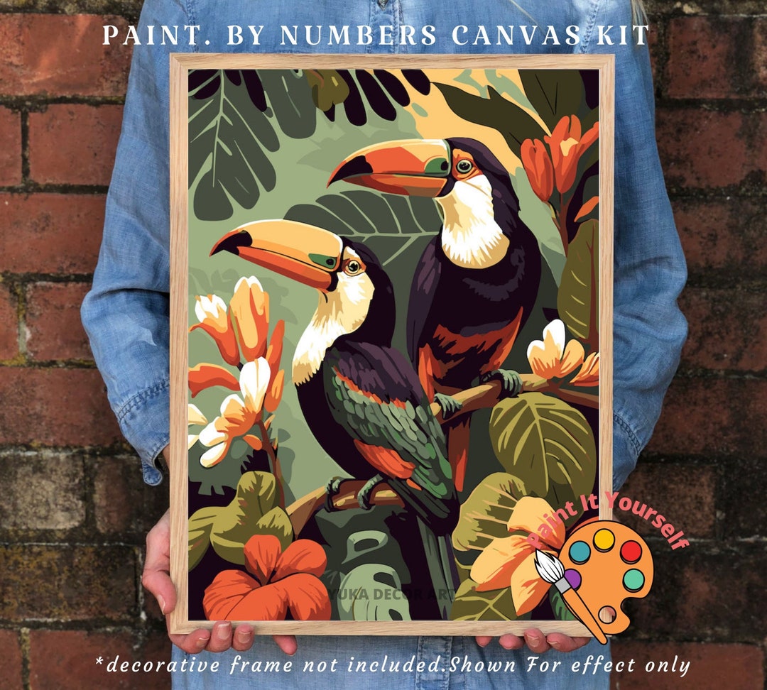 Colorful Toucans Bird Paint by Numbers Kit Adult Garden Lover Gift Easy ...