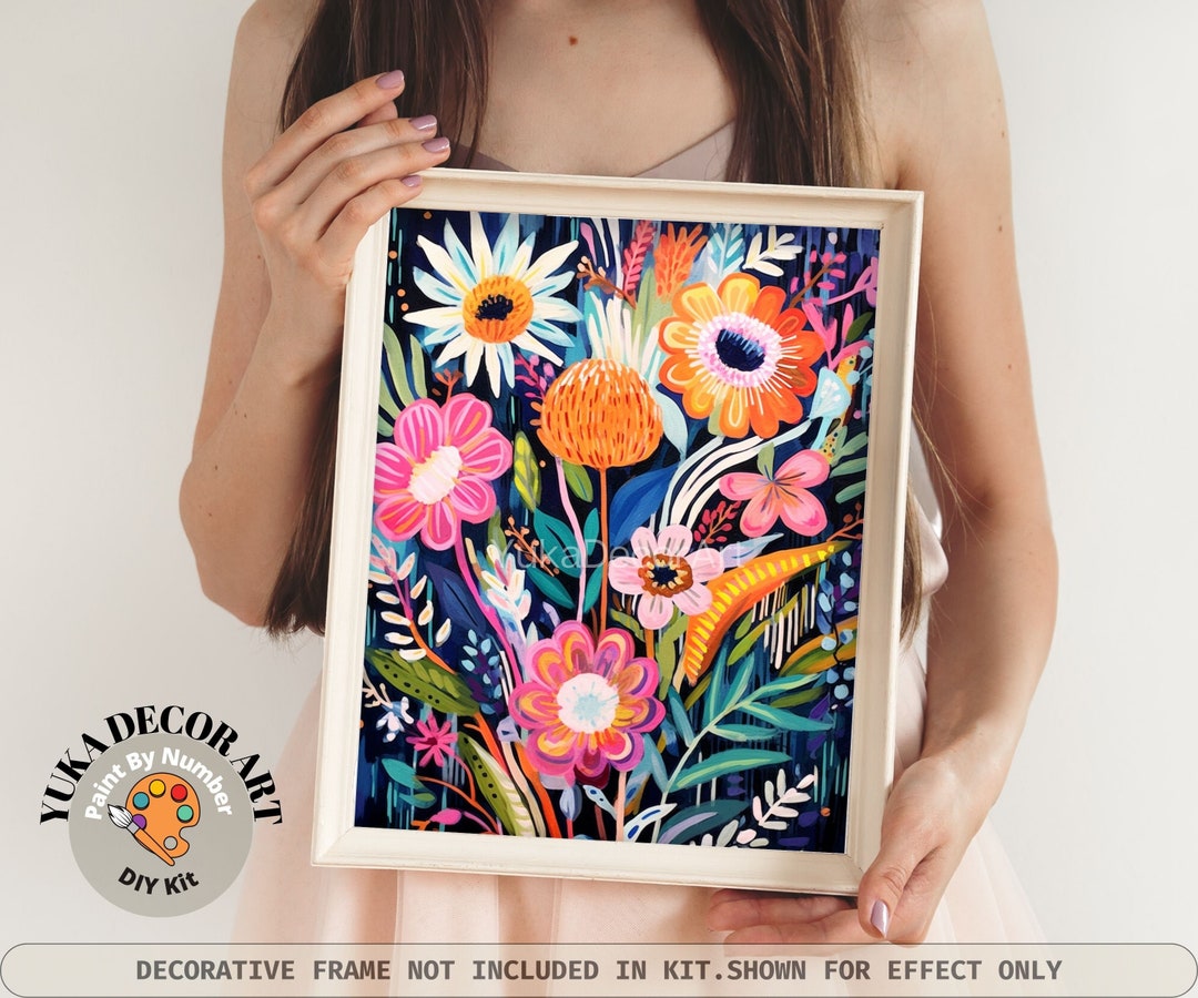 Wildflowers PAINT by NUMBER Kit for Adults spring Flowers Painting Easy ...