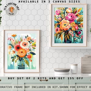 Flower Vase PAINT by NUMBER Kit for Adults spring Flowers Painting Easy ...