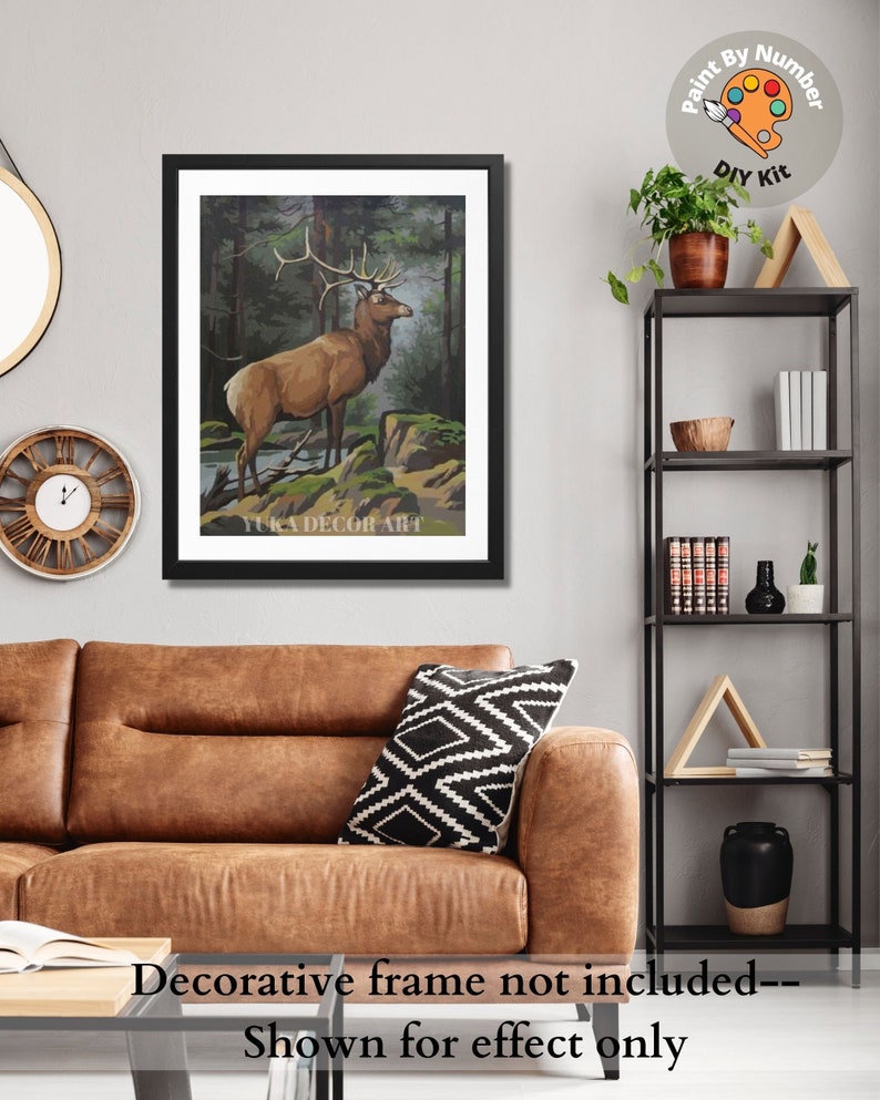 Mountain Antler PAINT by NUMBER Kit Adult,vintage Style Forest ...