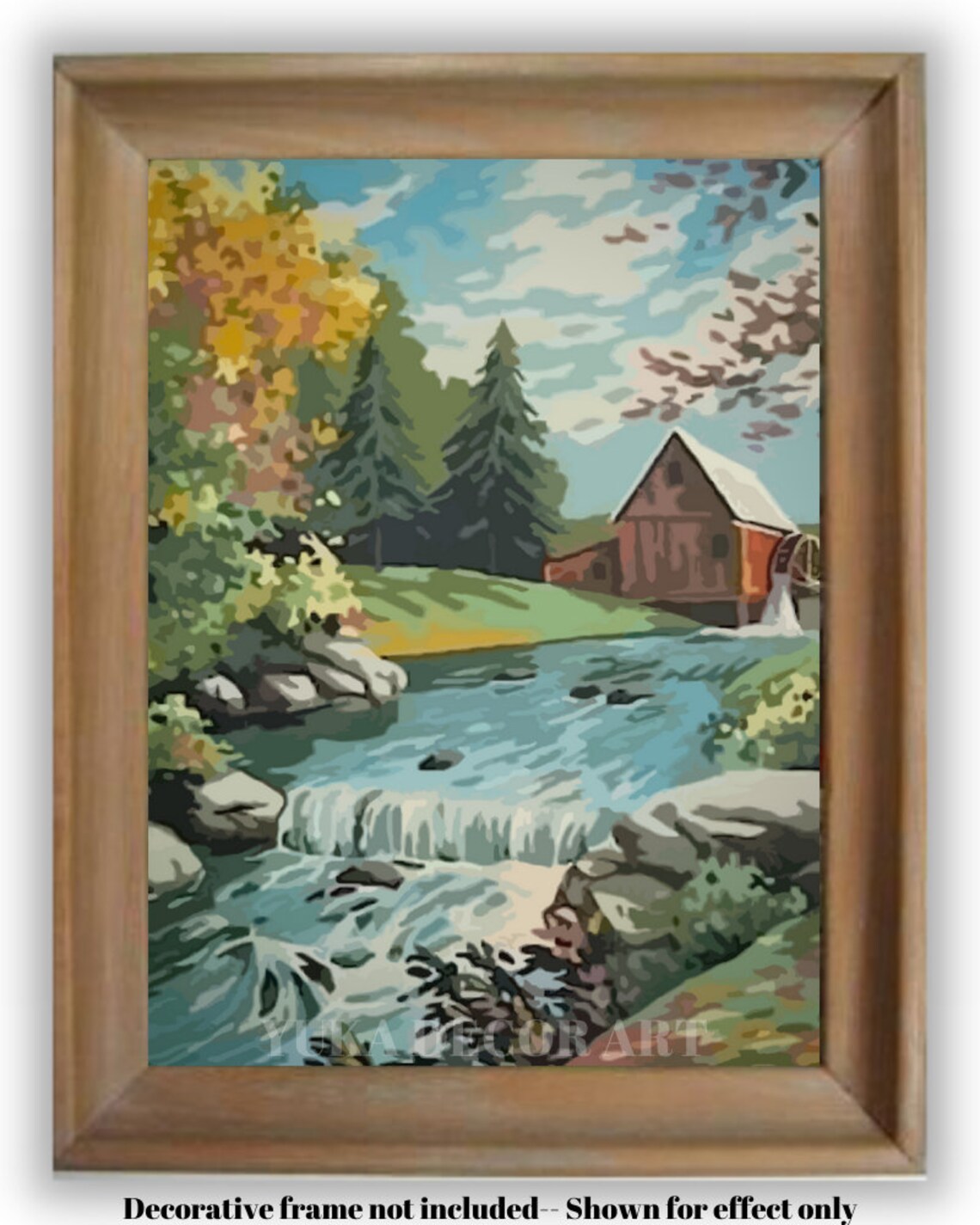 Vintage Style PAINT by NUMBER Kit Adult, Stream River Landscape Art ...