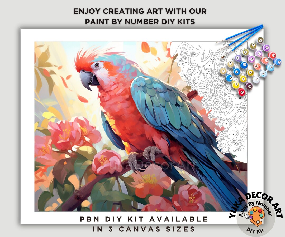 Parrot PAINT by NUMBER Kit Kids Adult Painting DIY by Numbers Hobby Kit ...