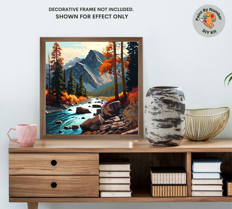 Mountain River PAINT by NUMBER DIY Kit for Adult Forest - Etsy