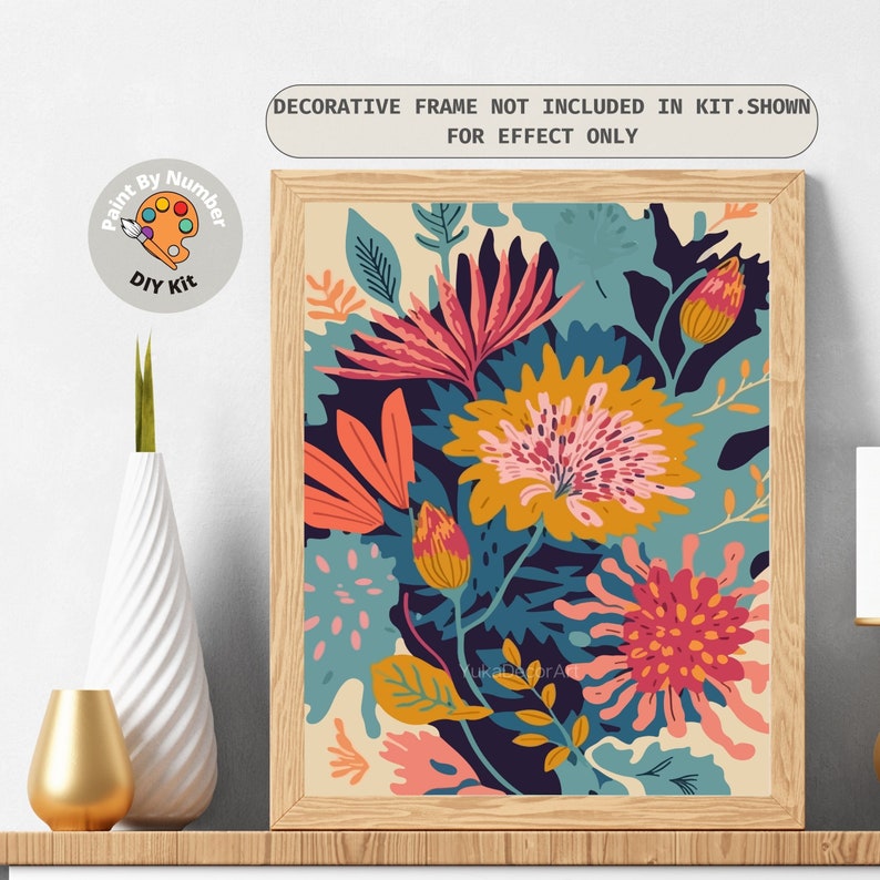 PAINT by NUMBER Kit for Adults Modern Flowers Boho Whimsical Art Easy ...