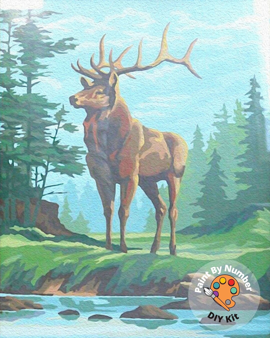 Mountain Antler PAINT by NUMBER Kit Adult,vintage Style Forest ...