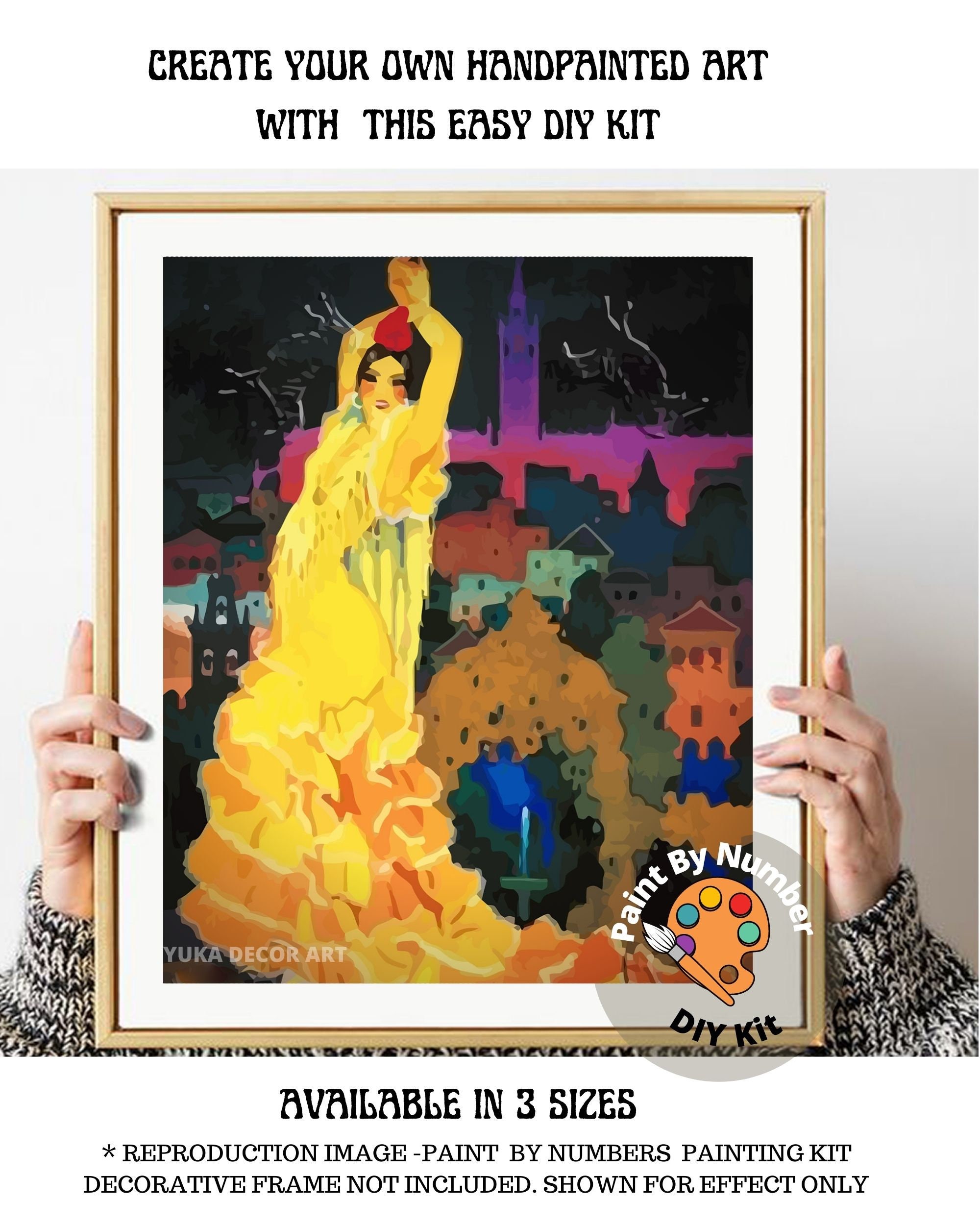 Flamenco Dancer PAINT by NUMBER Kit for Adult , DIY Vintage Style Spain ...