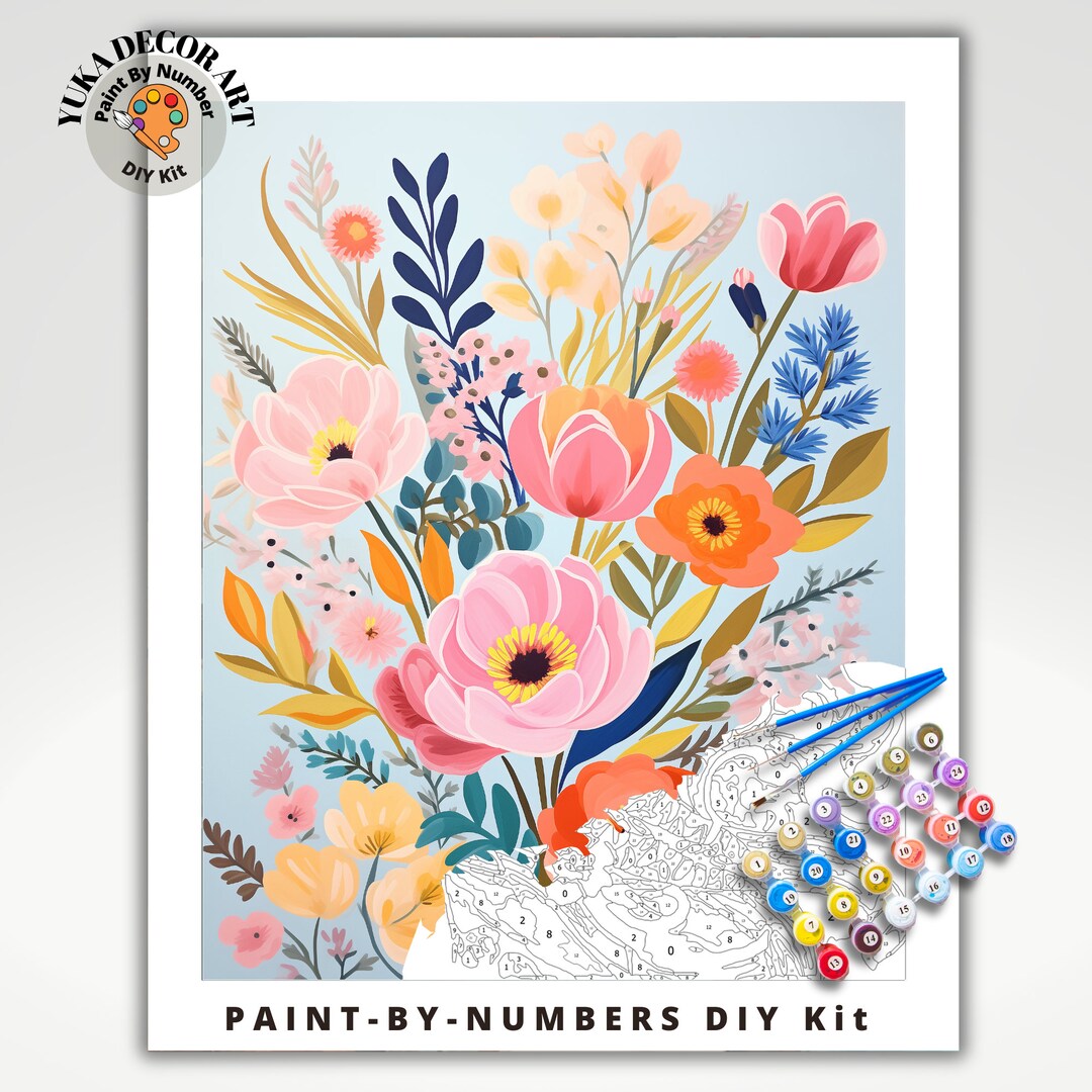 Wildflowers PAINT by NUMBER Kit Adults spring Flower Garden DIY ...