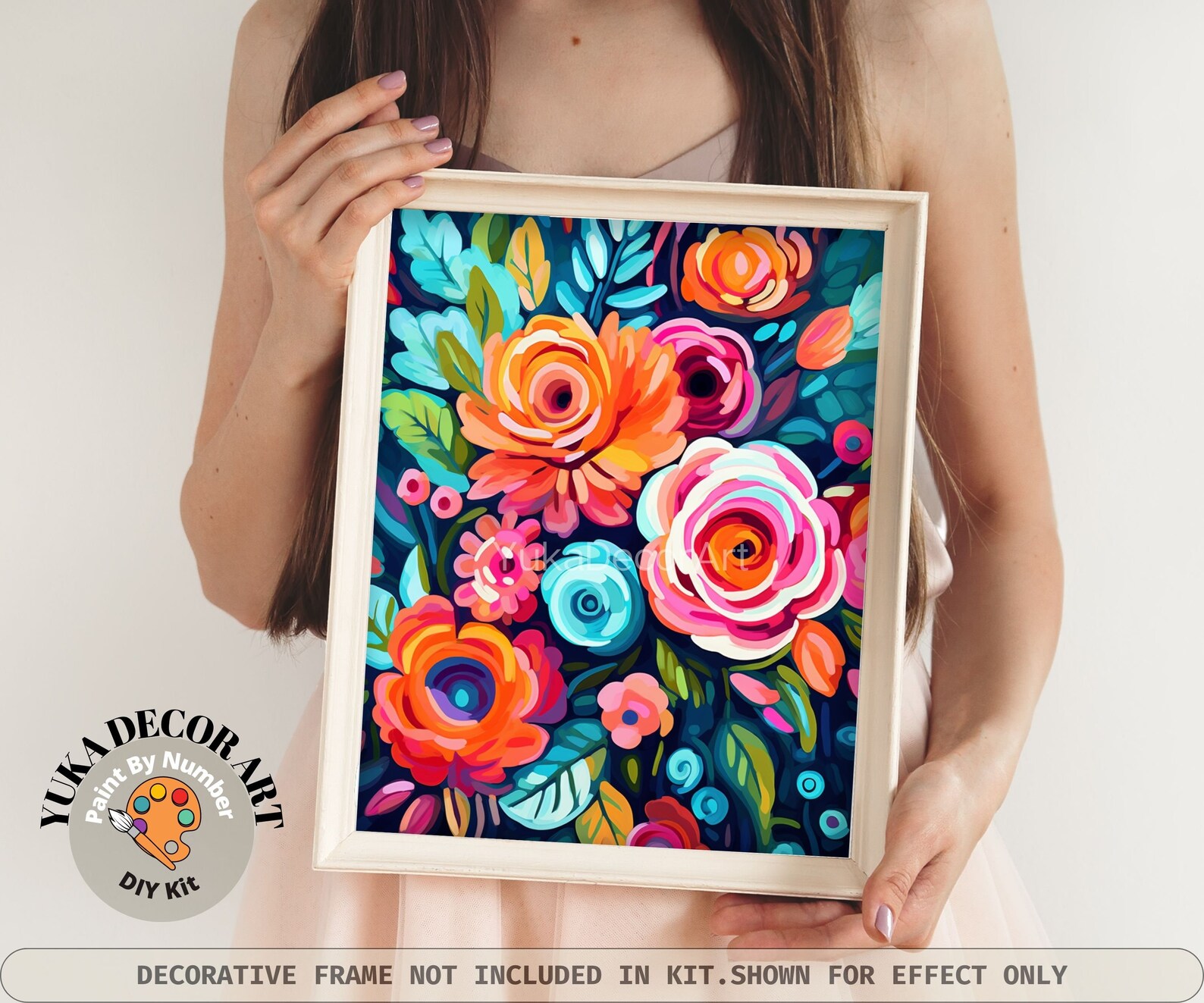 Flowers PAINT by NUMBER Kit for Adults Roses Floral Painting Easy ...