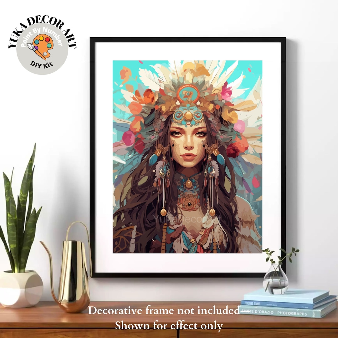 Boho Girl Floral PAINT by NUMBERS DIY Kit for Adults Easy Beginner's ...