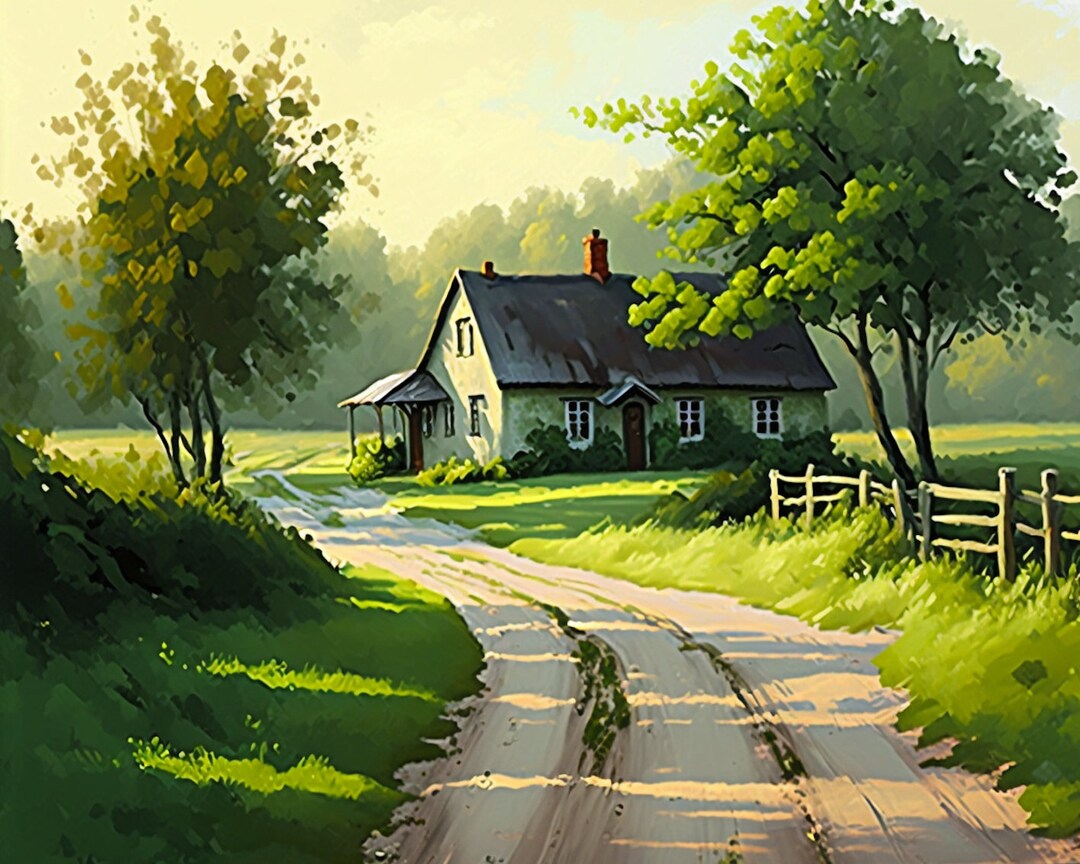 Countryside PAINT by NUMBER Kit for Adult , DIY Nature Vintage Style ...