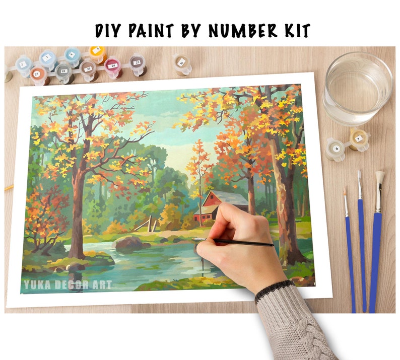 Autumn Trees PAINT by NUMBER Kit for Adult DIY Nature - Etsy