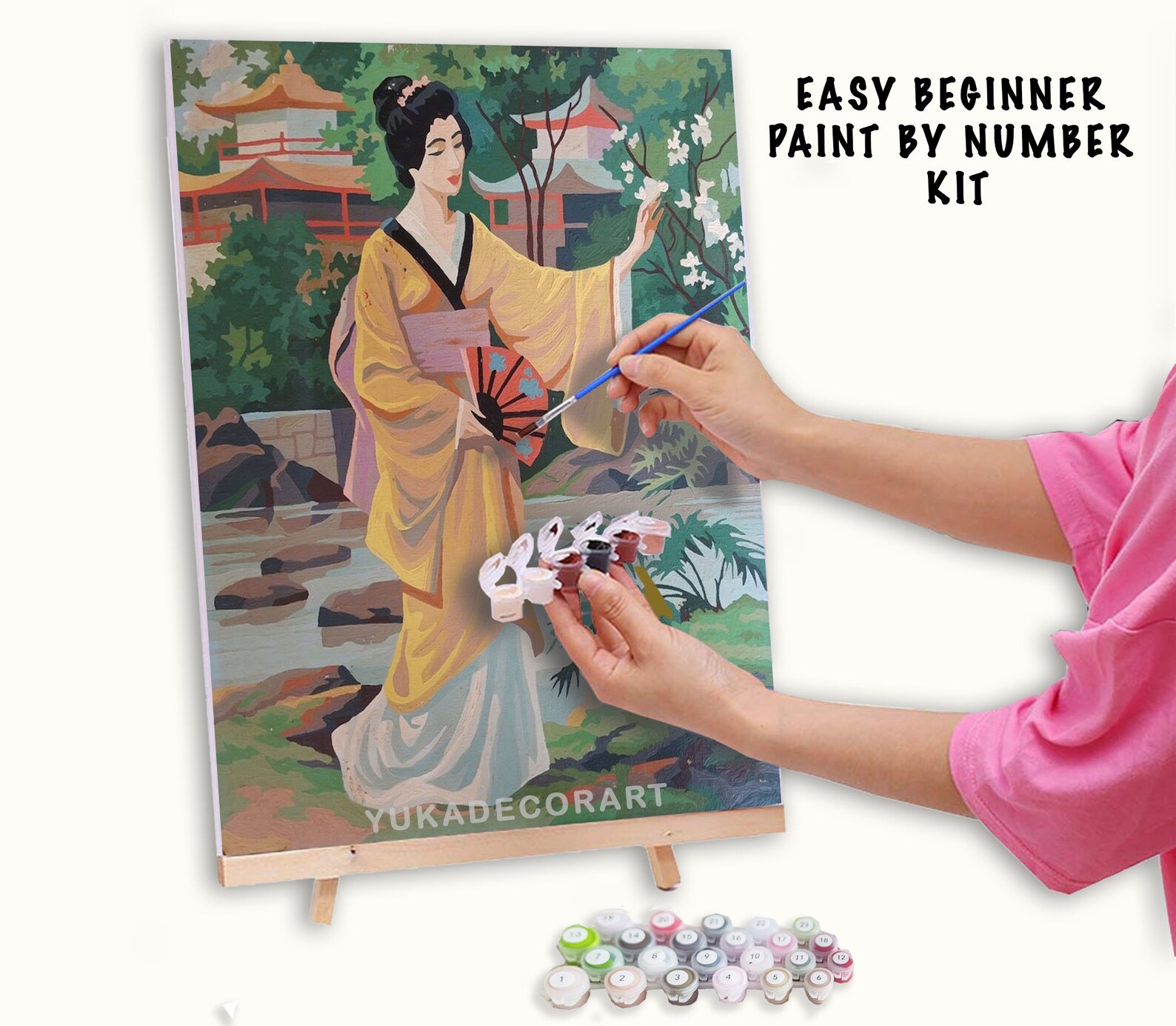 Japan Woman Vintage PAINT by NUMBER Adult Japanese Pagoda - Etsy