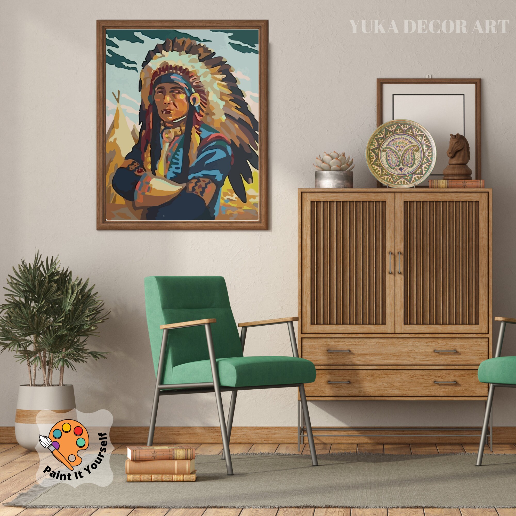 Vintage PAINT by NUMBER DIY Kit for Adult Native American - Etsy
