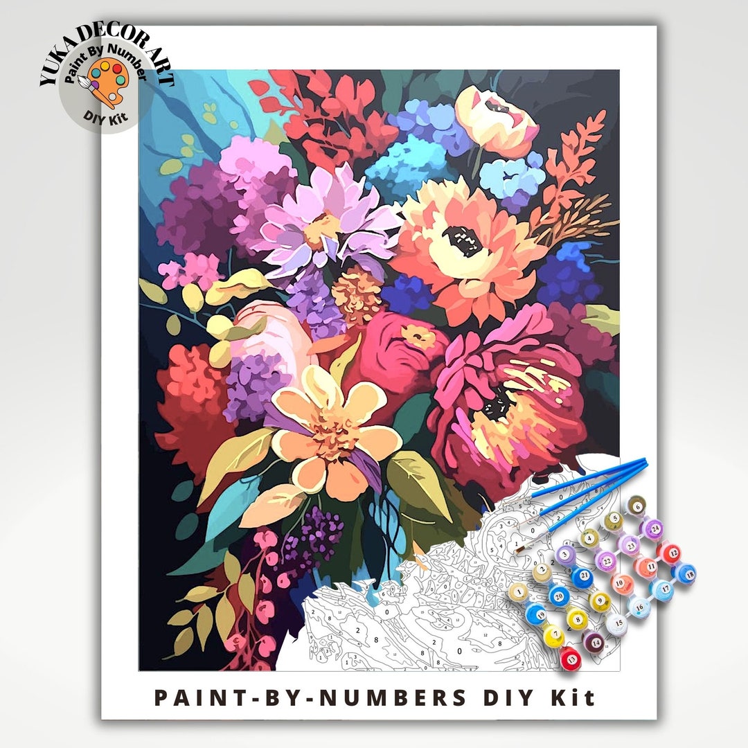 Spring Flowers PAINT by NUMBER Kit Adult Acrylic Art Floral Painting ...