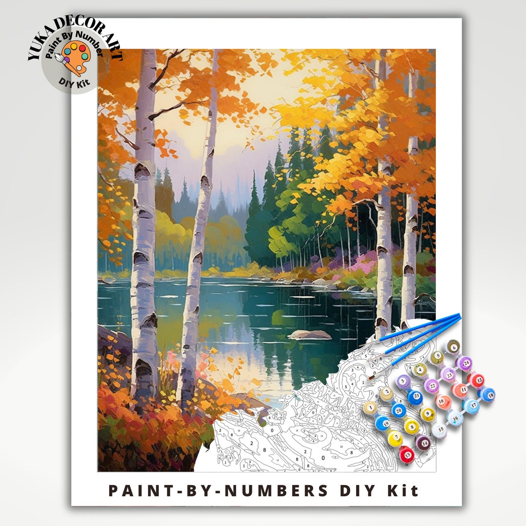 Autumn Forest View PAINT by NUMBER Kit Adult Nature Painting DIY by ...