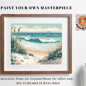 Sand Beach PAINT by NUMBERS Kit for Adult Kids Seashore Waves Island ...