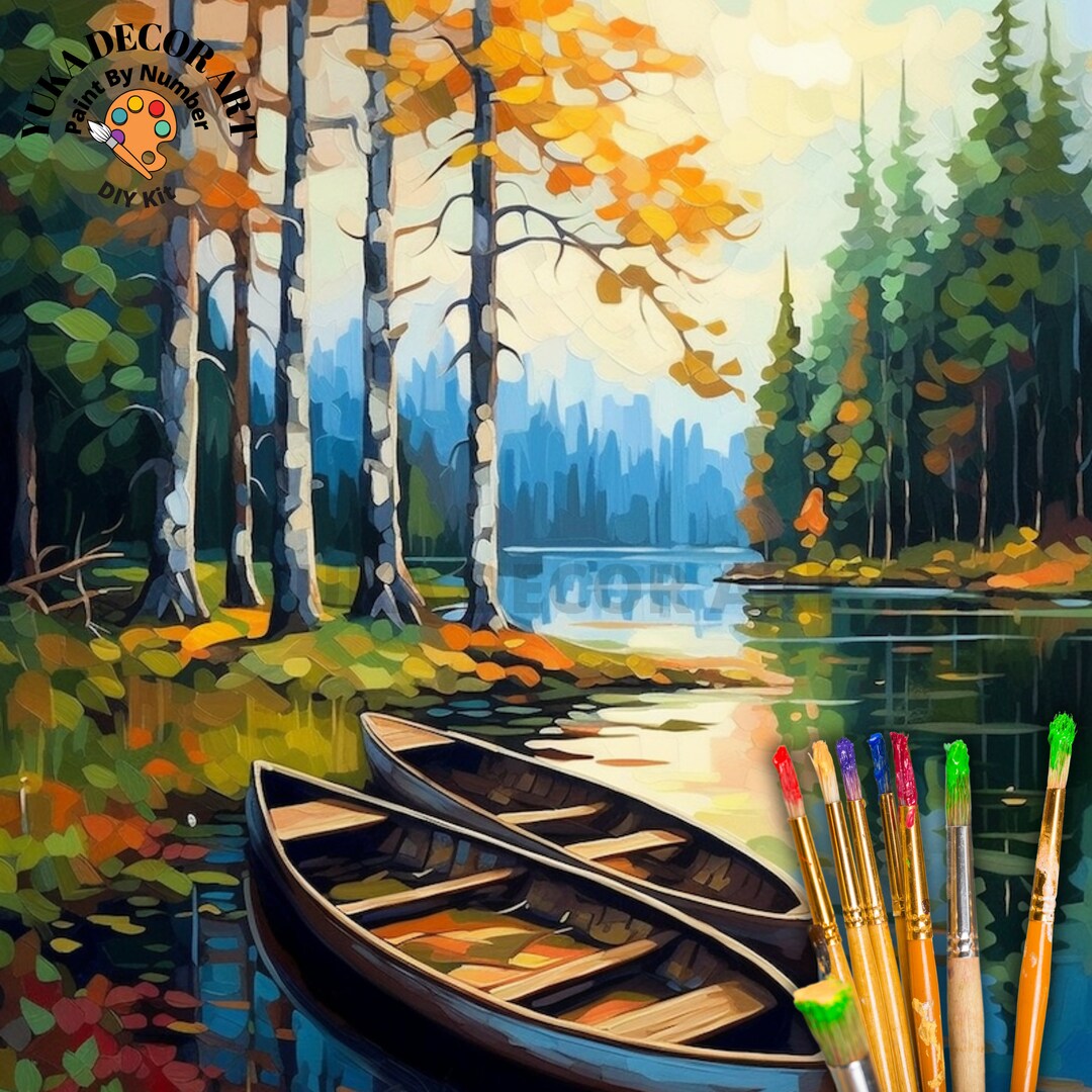 Autumn Landscape PAINT by NUMBER Kit Adult DIY by Numbers Painting ...