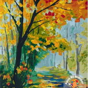 Autumn Trees PAINT by NUMBER Kit for Adult , DIY Nature Scenic Fall ...