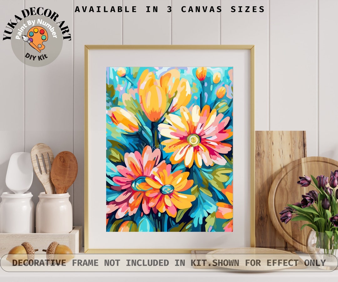 Spring Flowers PAINT by NUMBER Kit for Adults Modern Art Easy Beginner ...