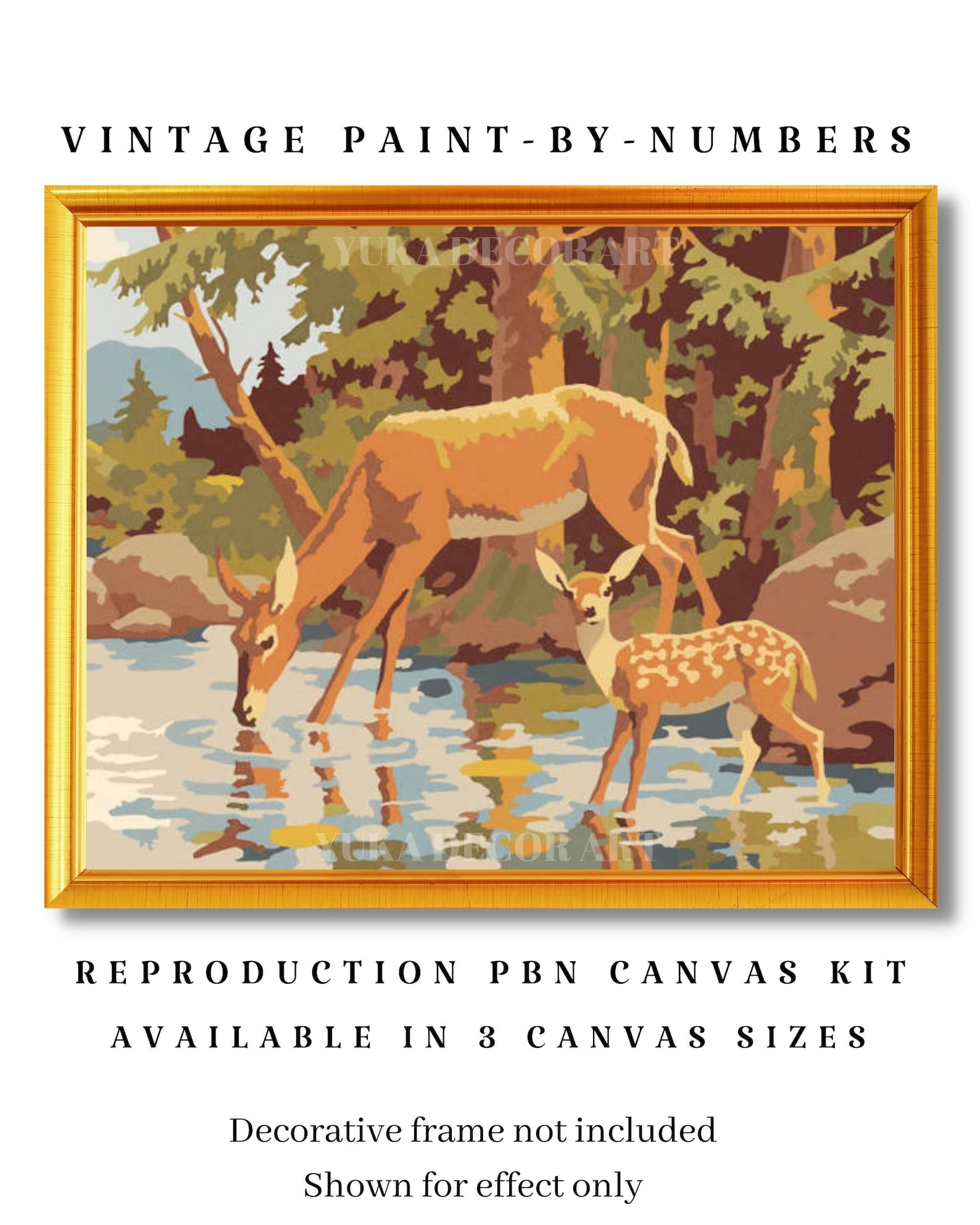 Deers in Forest PAINT by NUMBER Kit Adult Mountain Stream - Etsy
