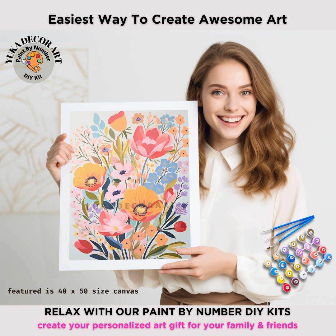 Wildflowers PAINT by NUMBERS Kit Adults spring Flower Garden DIY ...