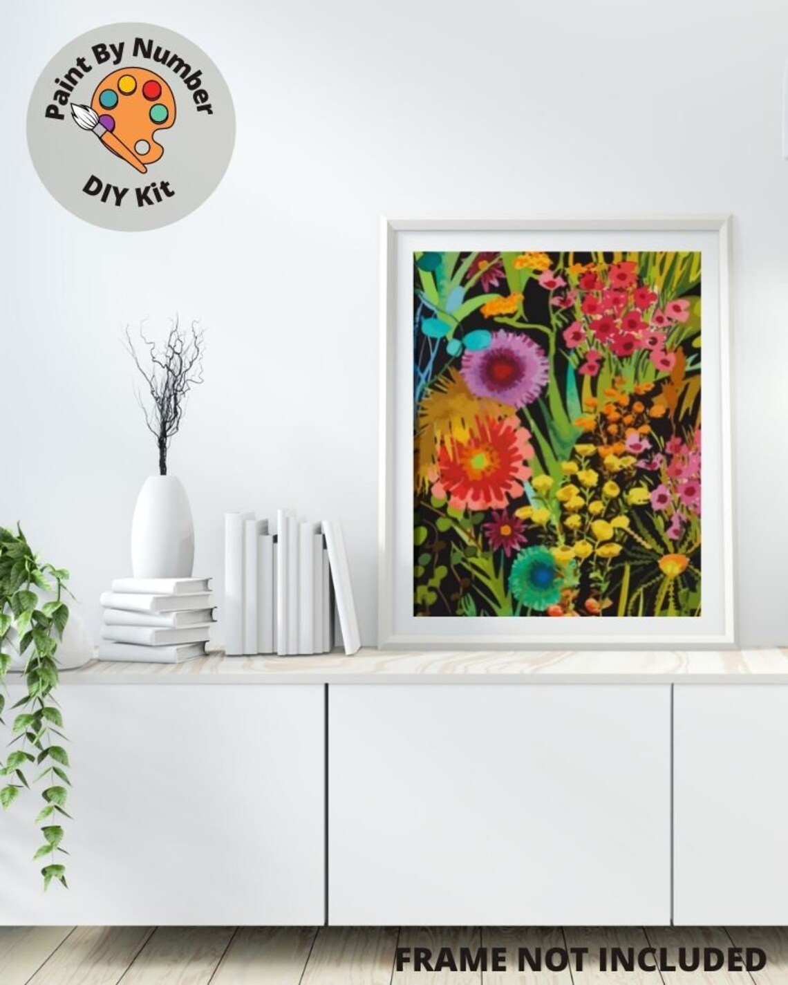 Abstract Flowers PAINT by NUMBER Kit for Adults , Spring Flowers ...