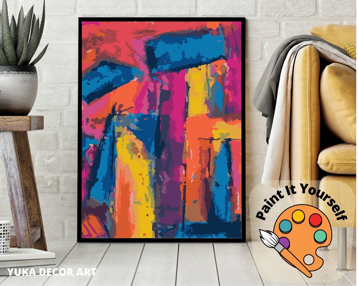 Abstract Art PAINT by NUMBER Kit for Adults Multicolor Oil | Etsy