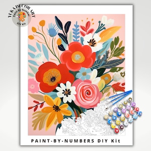 PAINT by NUMBER Kit Adult Garden Flowers Vintage Spring Colourful Wall ...