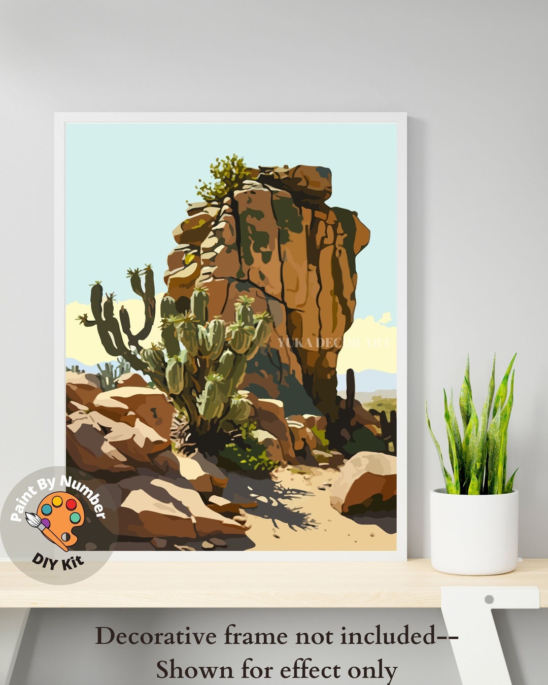 Vintage Inspired PAINT by NUMBER Kit Adult, Desert Rocks Cactus ...