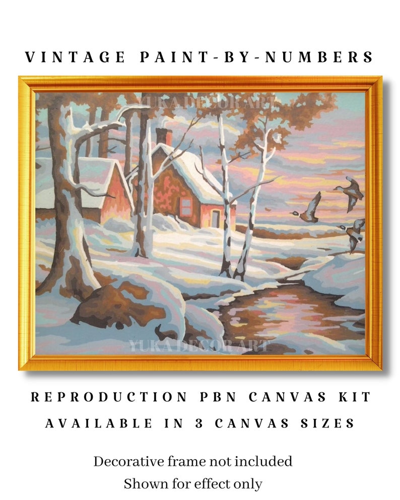 Vintage PAINT by NUMBER Kit for Adult Winter Cabin Vintage - Etsy