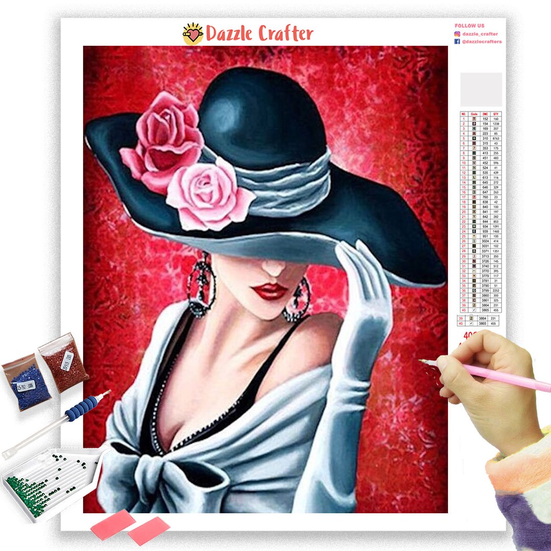 Parisian Lady DIAMOND PAINTING Kit Full Drill, Chic Woman Diamond ...