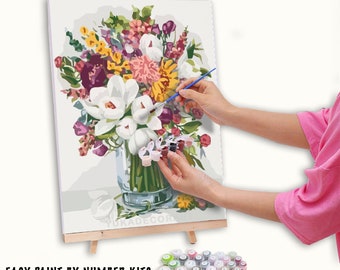 Spring Flowers Paint by Number Kit Adult, Floral Still Life Painting ...