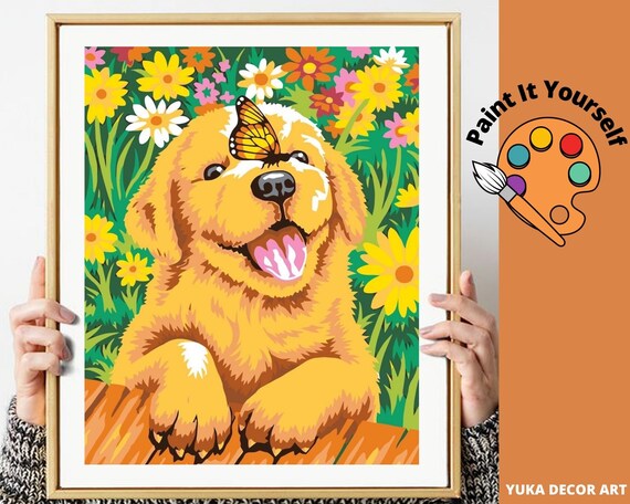 Dog PAINT by NUMBER Kit for Kids & Adults Puppy With | Etsy