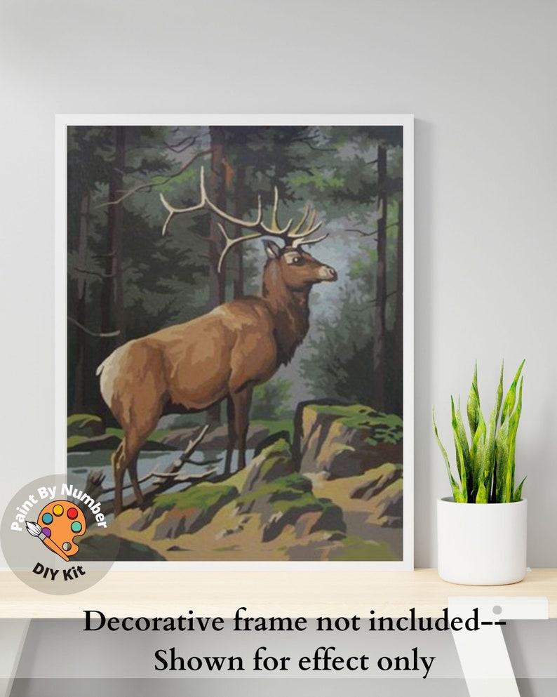 Mountain Antler PAINT by NUMBER Kit Adult,vintage Style Forest ...