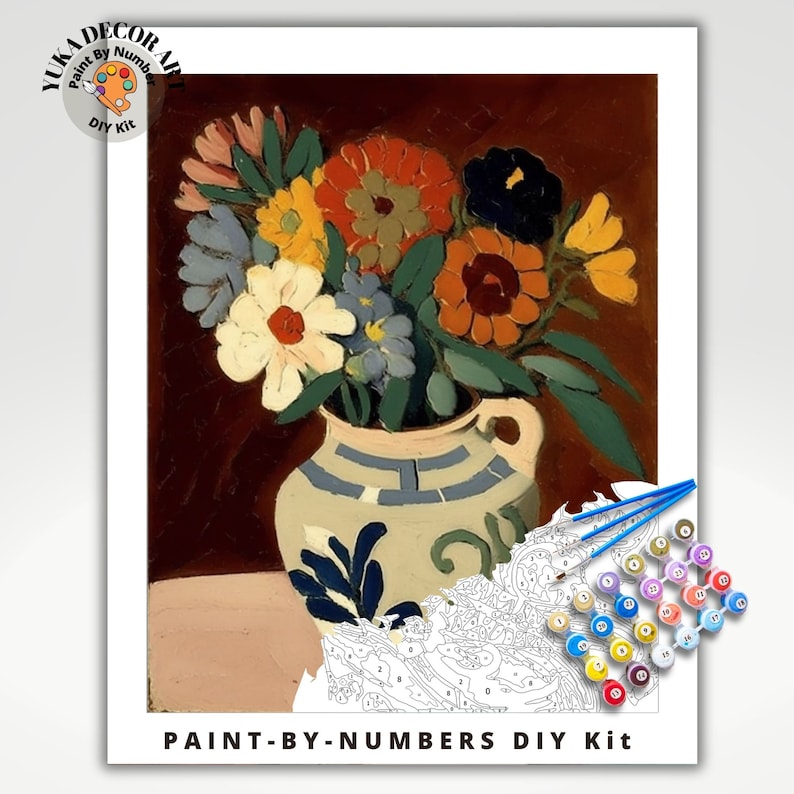 Vintage Flowers PAINT by NUMBER Kit Adult Matisse Style Art Floral ...