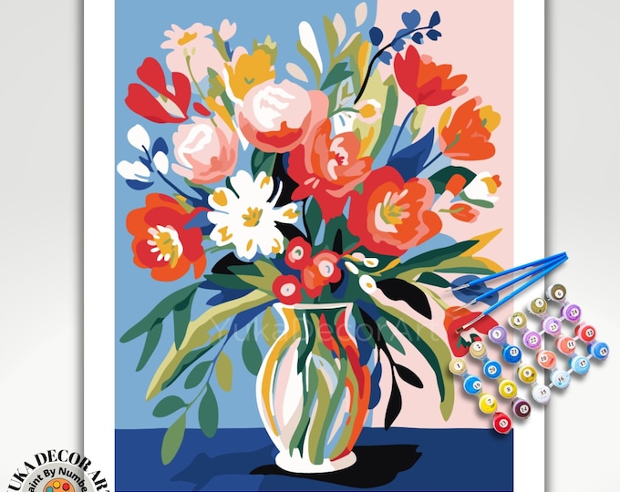 Spring Flowers Paint by Number Kit Adult, Floral Still Life Painting,easy Beginner Acrylic Paint ...