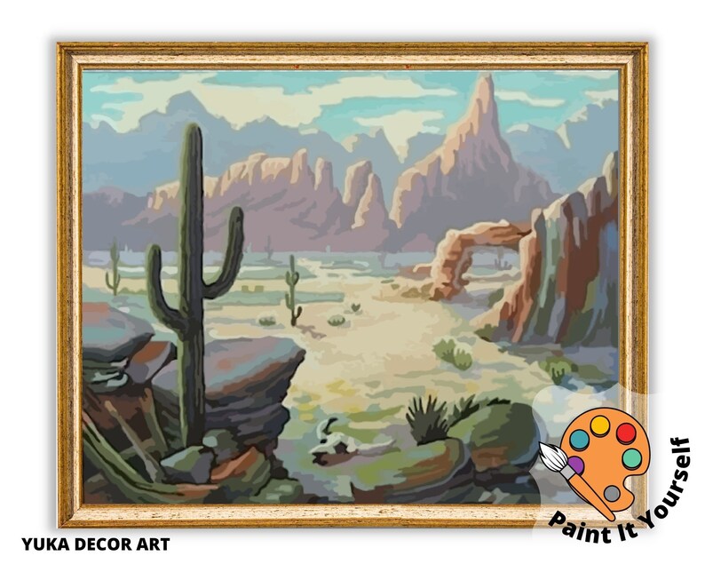 Vintage Paint by Number Kit Adult DIY Desert Landscape - Etsy