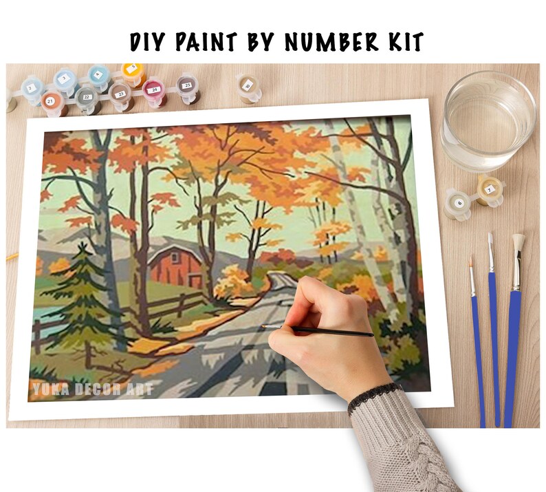 Autumn Trees PAINT by NUMBER Kit for Adult DIY Nature | Etsy