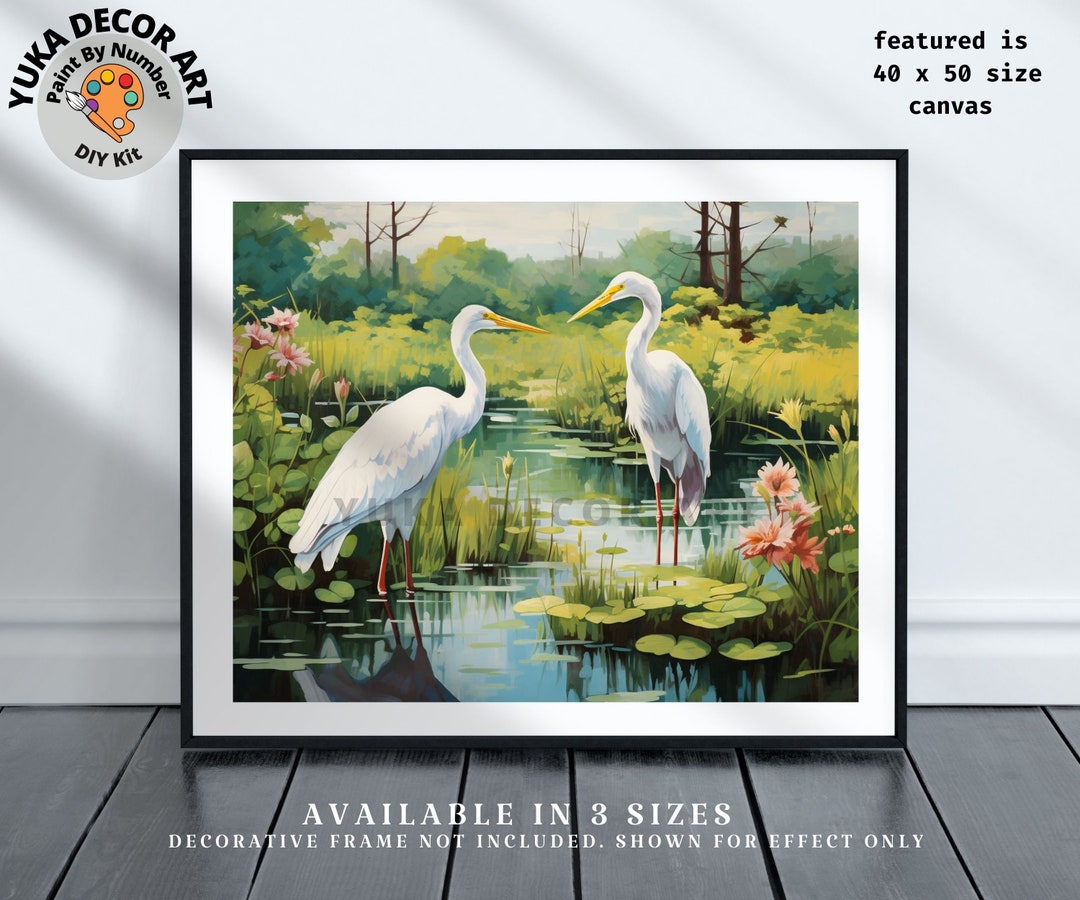 Twin Heron Birds PAINT by NUMBER Kit Adult Painting DIY by Numbers Easy ...