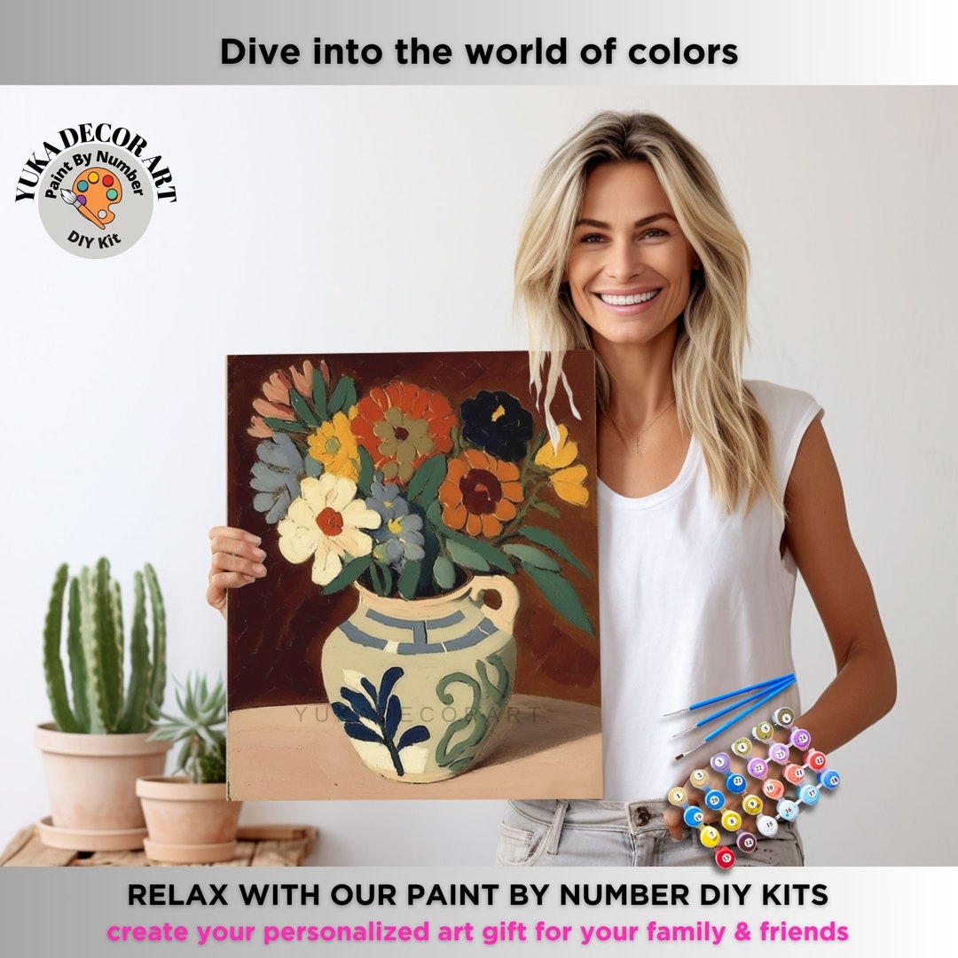 Vintage Flowers PAINT by NUMBER Kit Adult Matisse Style Art Floral ...