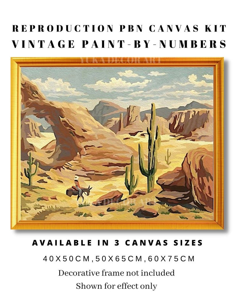 Vintage Inspired PAINT by NUMBER Kit Adult Desert Travelling Cowboy ...