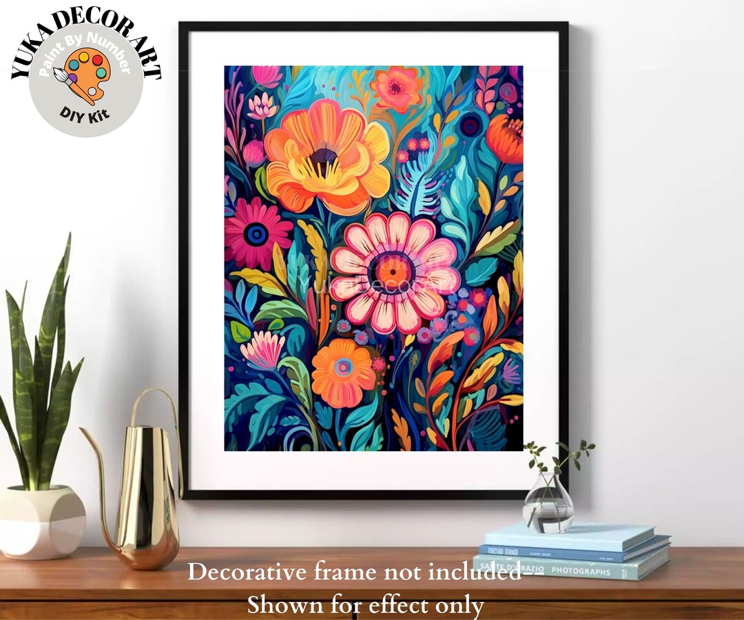 Floral PAINT by NUMBER Kit for Adults abstract Flowers Paint Kit Easy ...