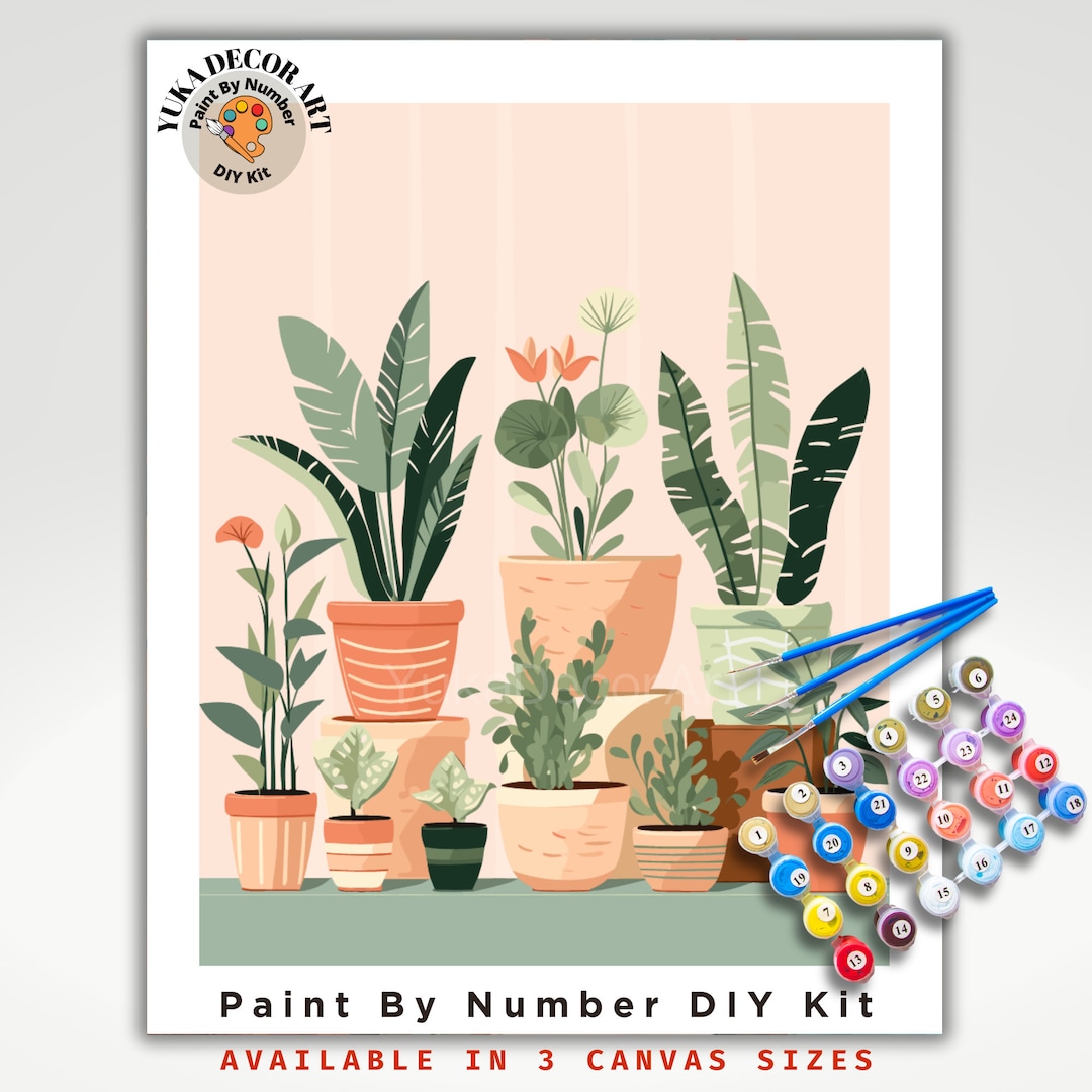 House Plants PAINT by NUMBER Kit Adults ,minimalistic Chic Style DIY ...