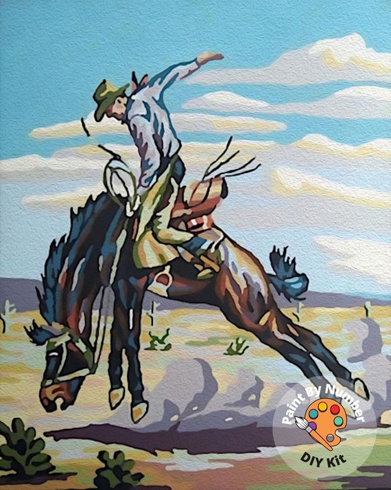 Vintage PAINT by NUMBER Kit Adult Cowboy Desert Art Easy - Etsy