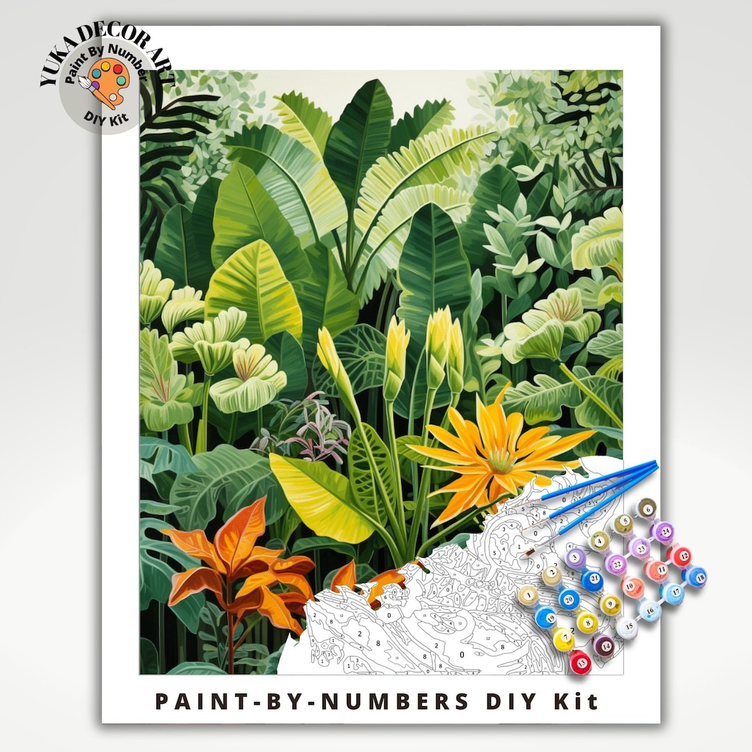 Tropical Jungle PAINT by NUMBERS DIY Kit Adult Lush Foliage Wall Art ...